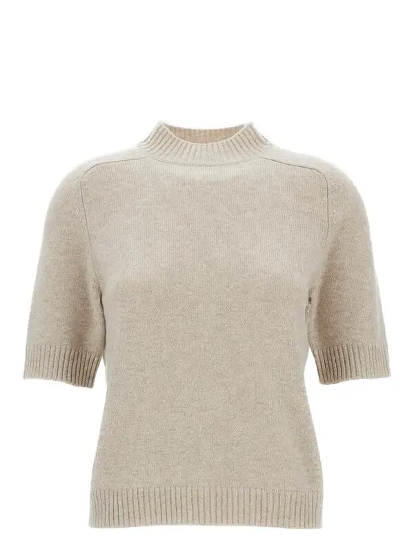 Loulou De Saison Ruth Short-sleeve Cashmere Sweater - Beige