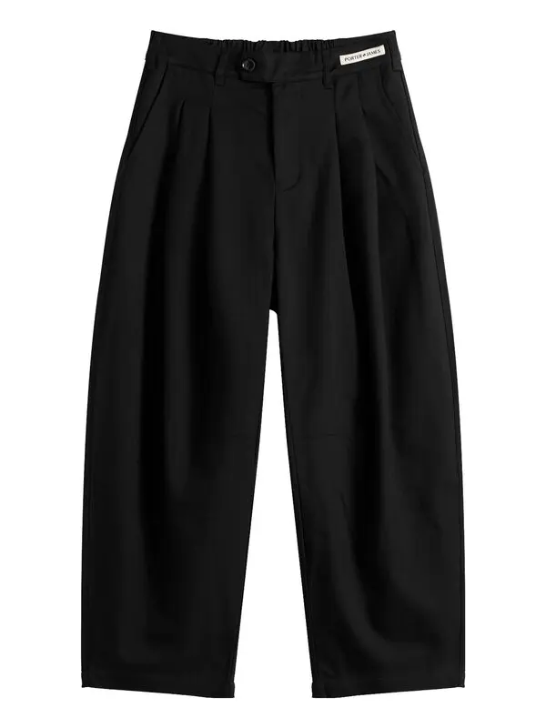PORTER JAMES Dart-knee Pleated Trousers - Black