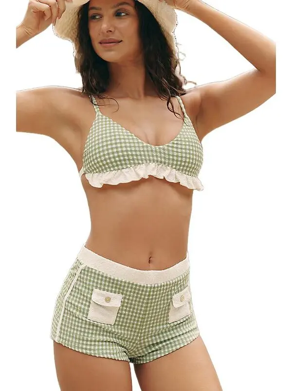 DIPPIN DAISY'S Chez Shorts In Green Gingham - Green Pattern