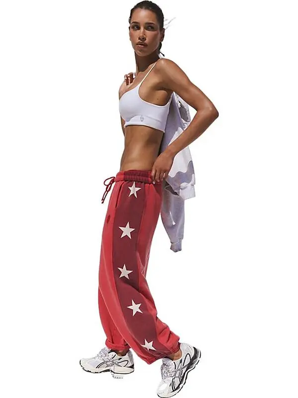 Free People Star Crossed Jogger Pants - Red Combo