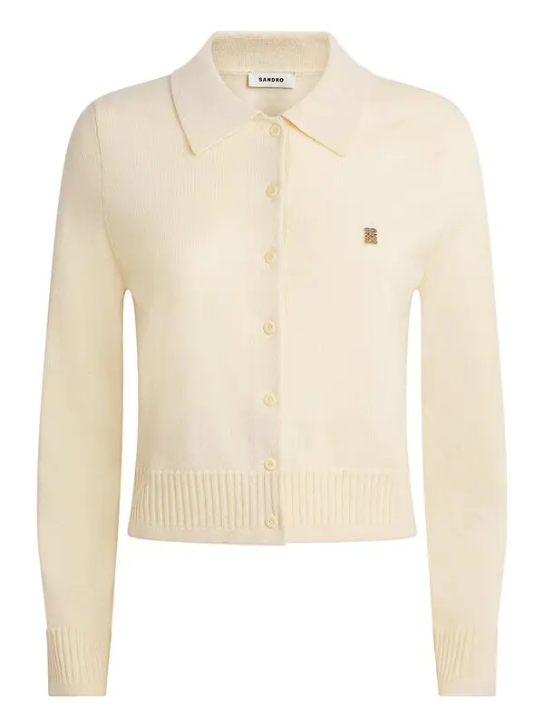 Sandro Wool-cashmere Polo Cardigan - Beige