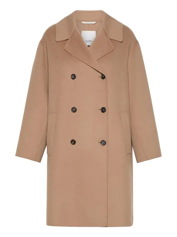 Max Mara Virgin Wool Double Breasted Coat - Beige