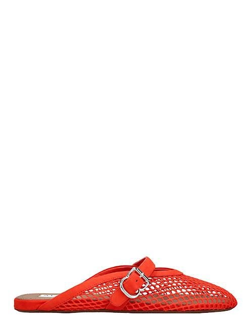 Alaïa Fishnet Mesh Leather Mules - Orange