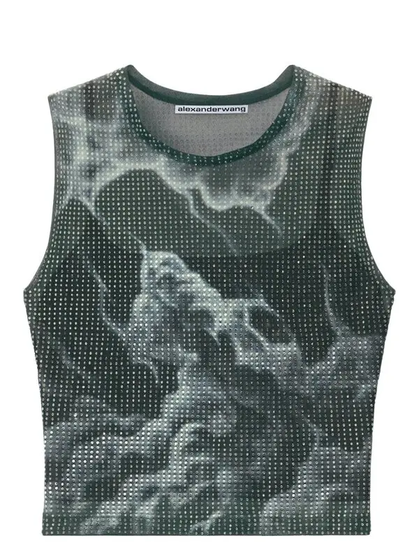 Alexander Wang Embellished Cloud Print Tank Top - Black