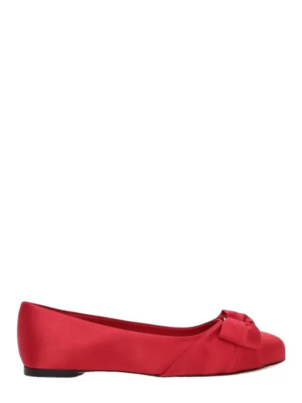 FERRAGAMO Satin Ballet Flats With Vara Bow - Red