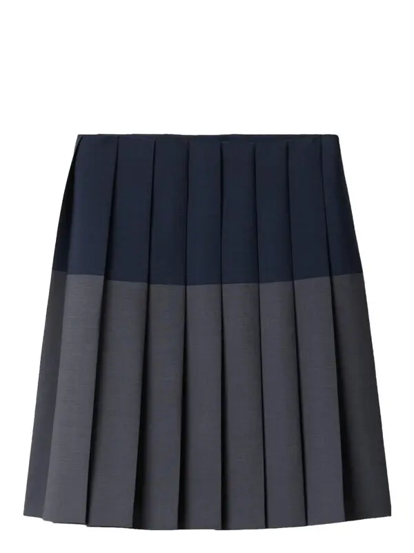 Miu Miu Pleated Midi Skirt With Two-tone Design - Hematite/navy