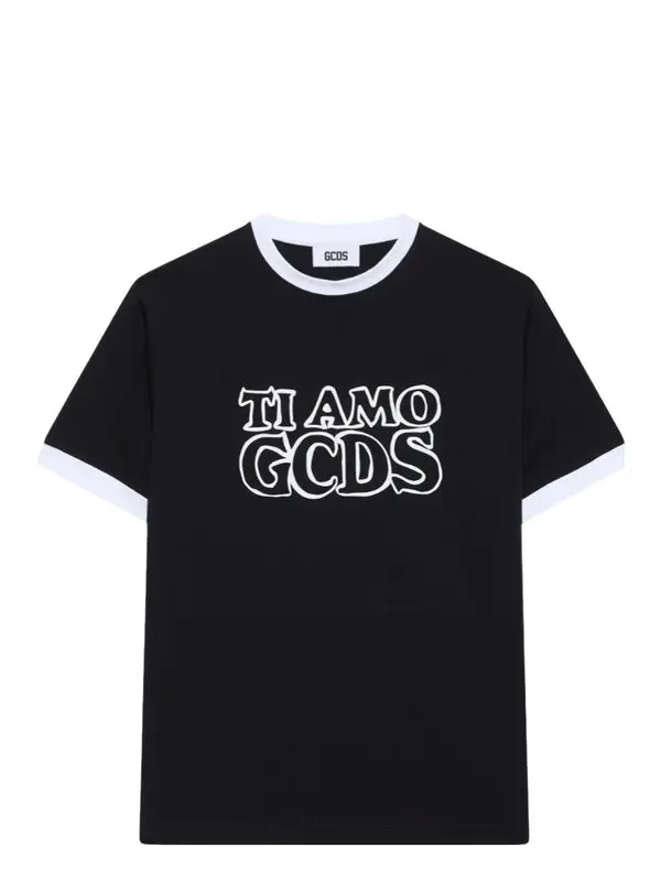 Gcds Crew Neck T-shirt With Graphic Print - Black