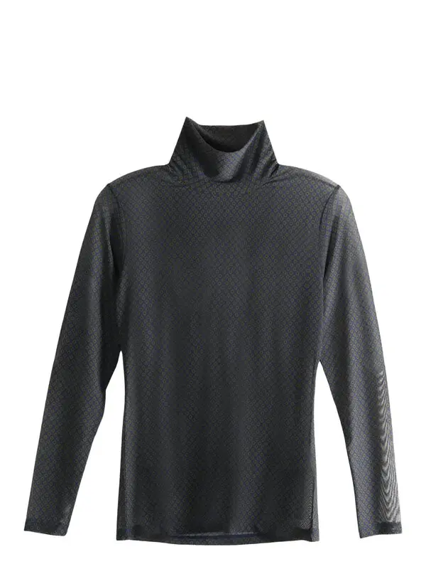 Dries Van Noten Printed Turtleneck Long Sleeve Top - Black