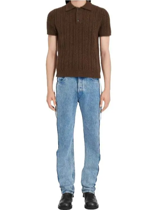 MAISON MARGIELA Cable-knit Polo Shirt - Brown