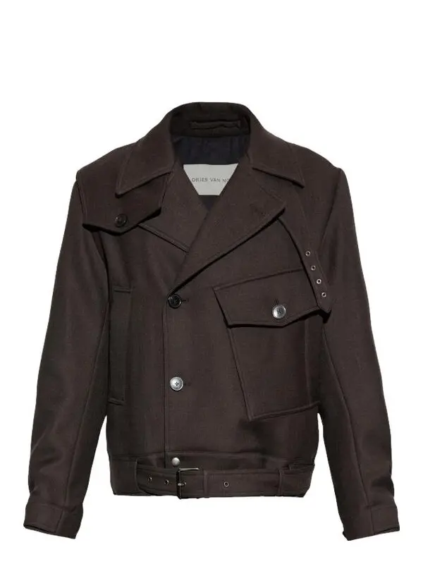 Dries Van Noten Long Sleeve Belted Jacket - Black