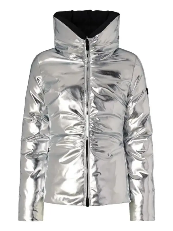 Pinko Metallic High-neck Zip-up Jacket - Gray