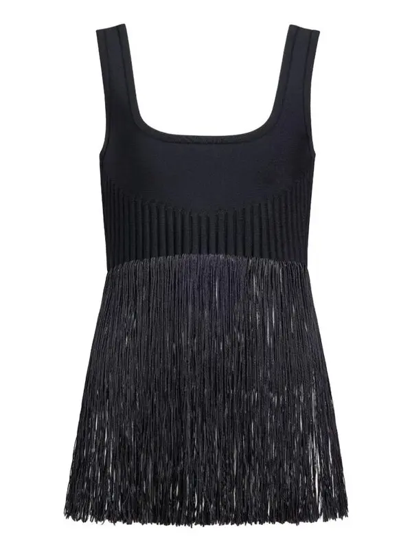 Alaïa Fringed Knit Tank Top - Black