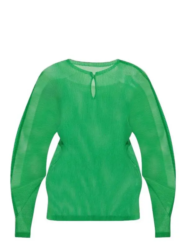 PLEATS PLEASE BY ISSEY MIYAKE Keyhole-neck Blouse - Green