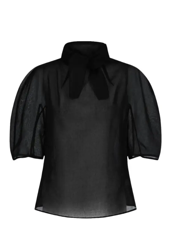 AMOMENTO Knot Detailing Short Sleeve Top - Black