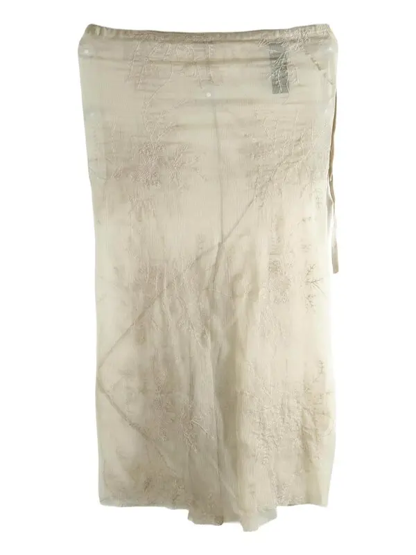 ANN DEMEULEMEESTER Embroidered Wrap Maxi Skirt - Mastic