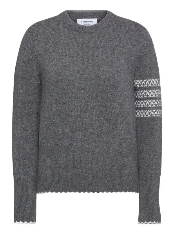 Thom Browne Holiday Hector Sweater With Striped Pattern - Medium Gray