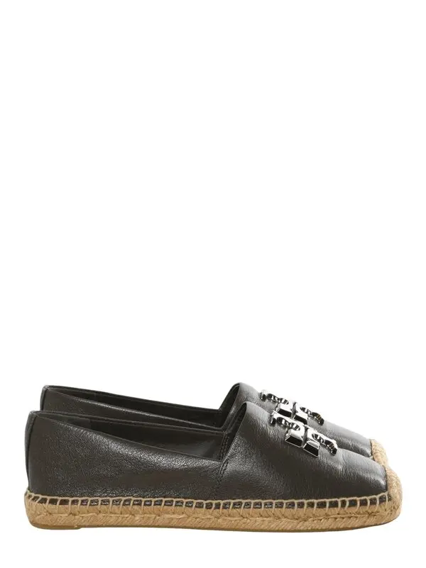 Tory Burch Eleanor Leather Espadrille Flats - Black