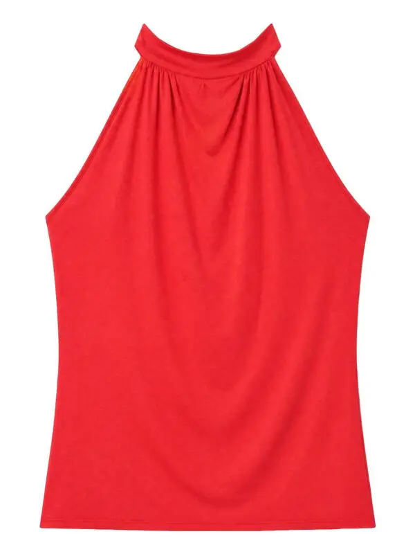 AMOMENTO Halter Neck Jersey Top - Red
