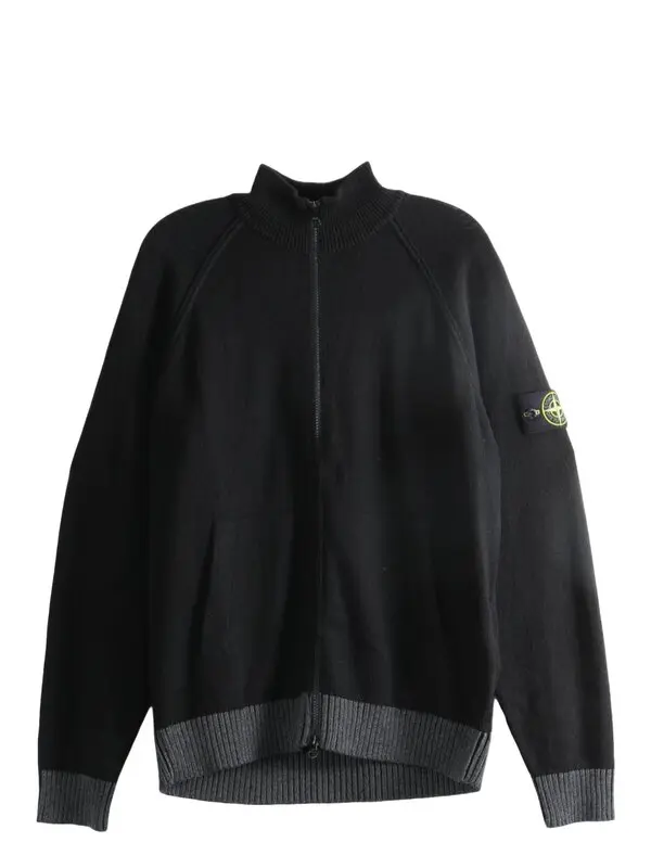 Stone Island Logo-patch Zip-up Sweater - Black