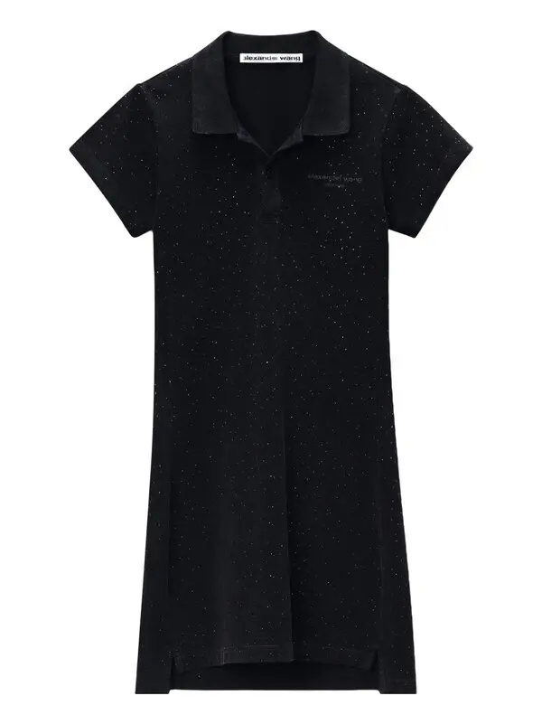 Alexander Wang Crystal-embellished Polo Mini Dress - Black