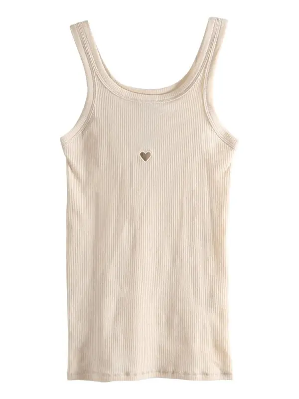 BASERANGE Ribbed Tank Top With Heart Detail - Nude