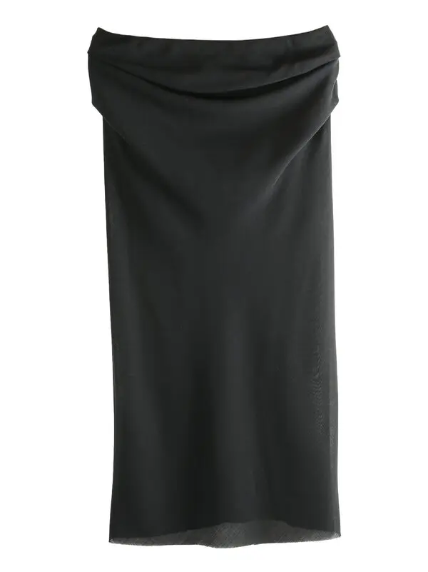 RIER Draped Midi Skirt In Wool - Black