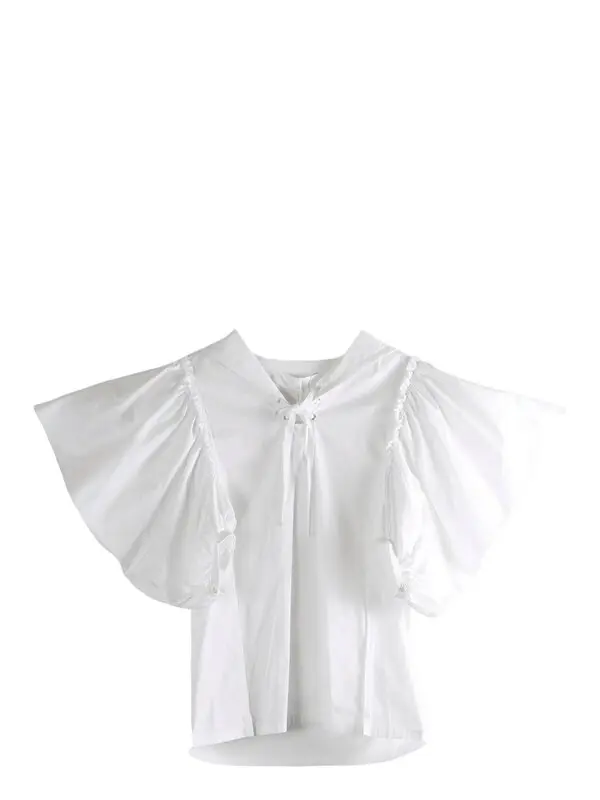 Comme Des Garçons Tao Ruffled Sailor Collar Blouse - White