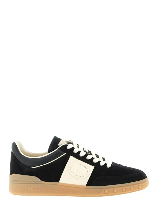 Valentino Garavani Round-toe Lace-up Sneakers With Embossed Vlogo Signature - Black
