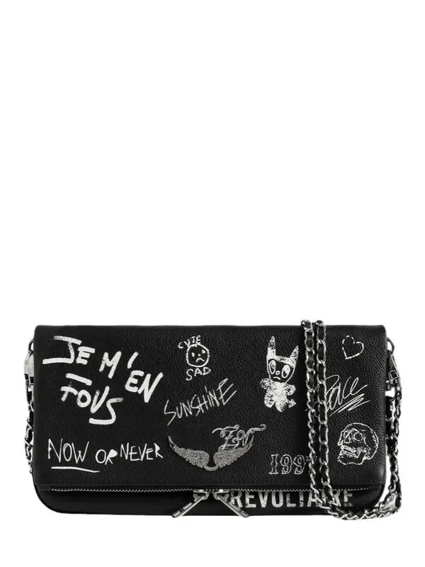 Zadig&Voltaire Rock Arty Tag Clutch With Chain Strap - Black