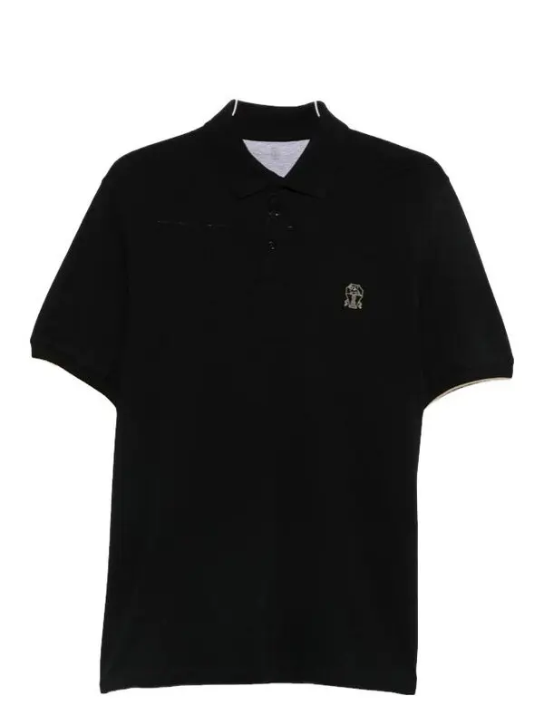 Brunello Cucinelli Logo-embroidered Short-sleeve Cotton Polo Shirt - Black