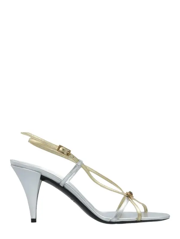 Versace Metallic Strappy High Heel Sandals - Gray
