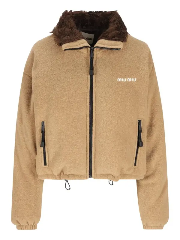 Miu Miu Logo Embroidered Fleece Jacket - No