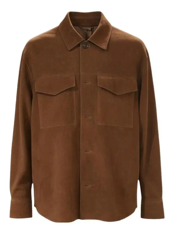LARDINI Long Sleeve Leather Jacket - Brown
