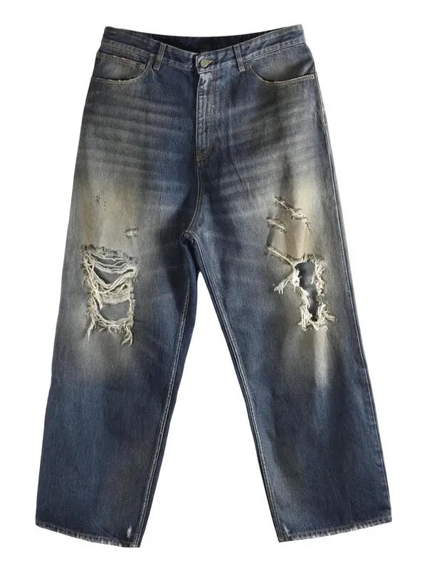 Vetements Distressed Wide Leg Jeans - Black