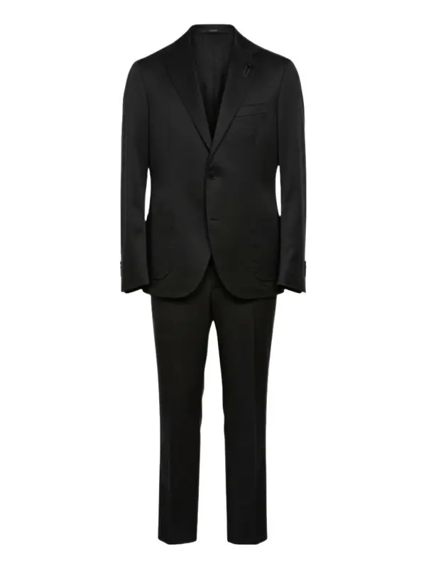 LARDINI Lapel Long-sleeve Suit - Black