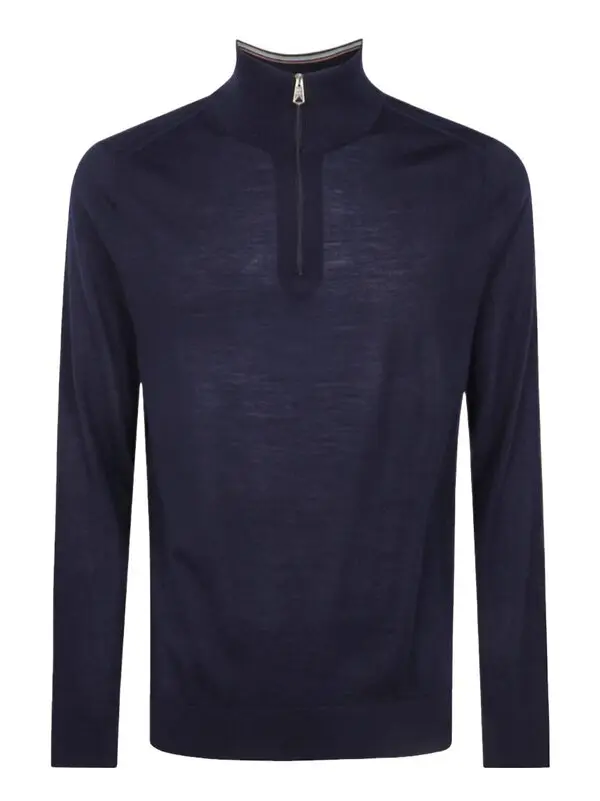 Paul Smith Stand-up Collar Quarter-zip Sweater - Black