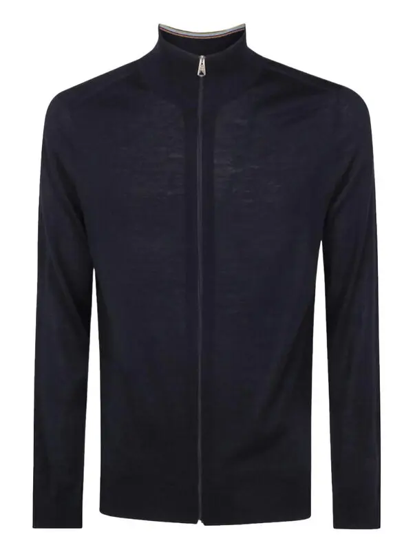 Paul Smith Zip Up Stand Collar Cardigan - Black