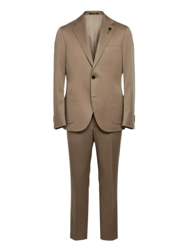 LARDINI Lapel Long-sleeve Suit - Brown