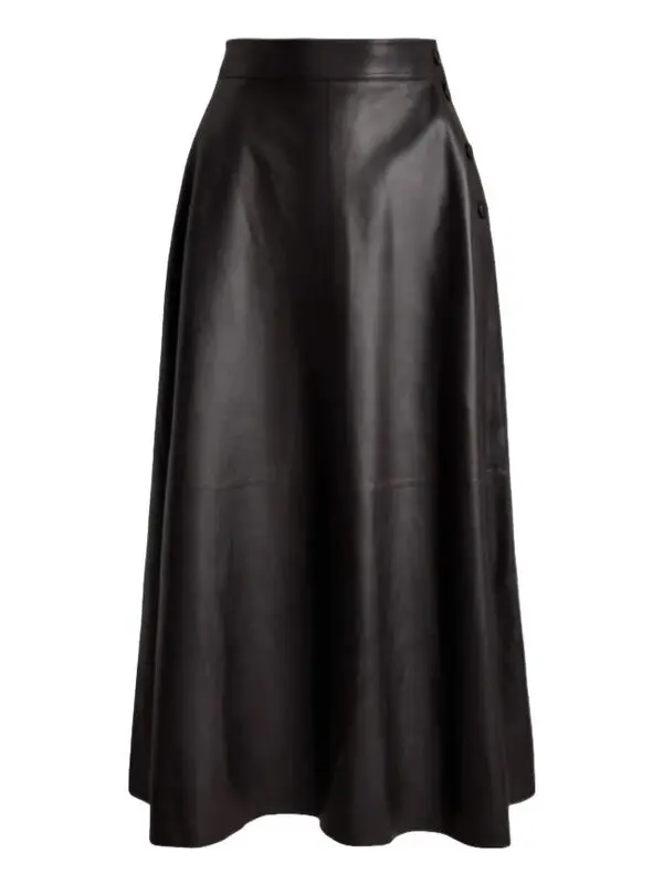 Ralph Lauren Vickie Leather A-line Skirt - Brown