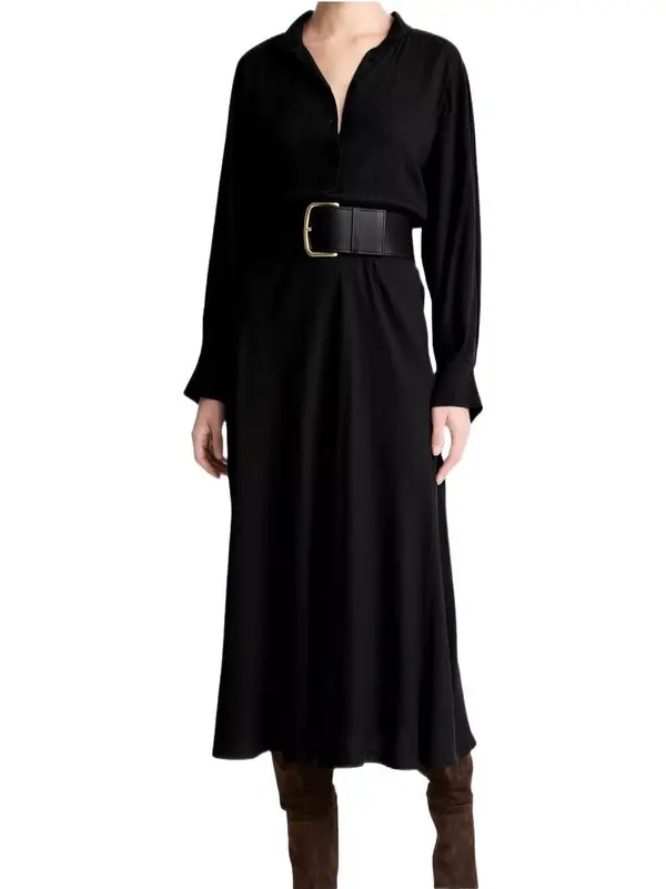 Vince Button Long-sleeve Dress - Black