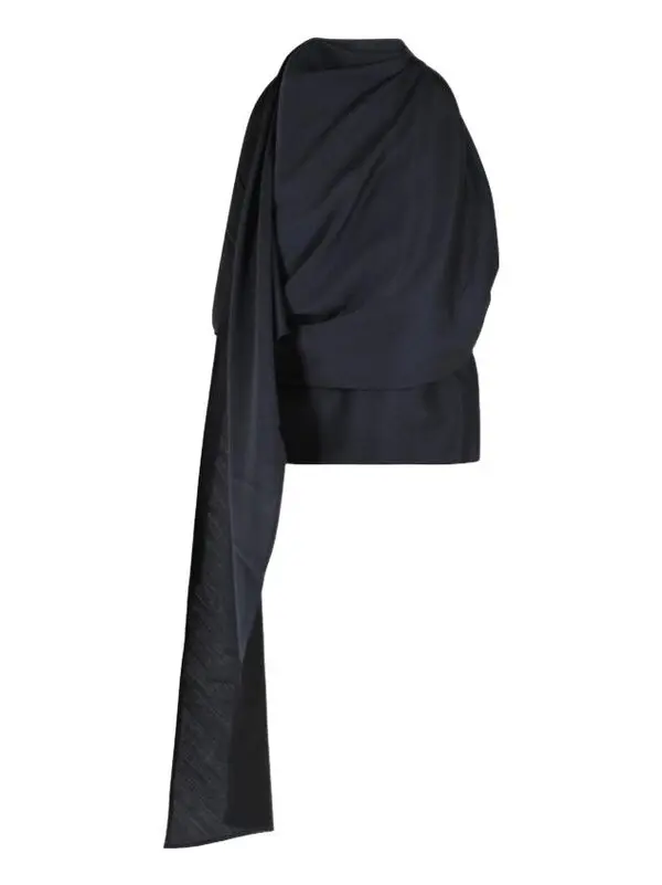 RÓHE One-shoulder Draped Top With Open Back - Navy