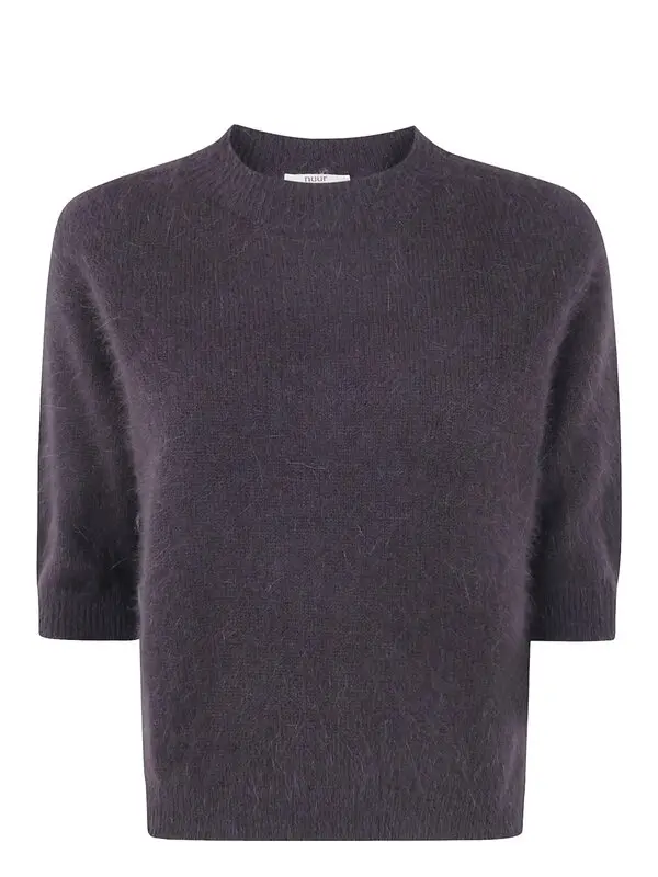 NUUR Crew Neck Sweater With Three-quarter Sleeves - Black