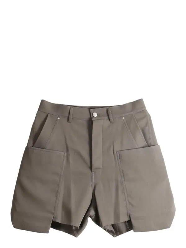 Rick Owens Knee-length Cargo Shorts With Raw Edge Hems - Gray