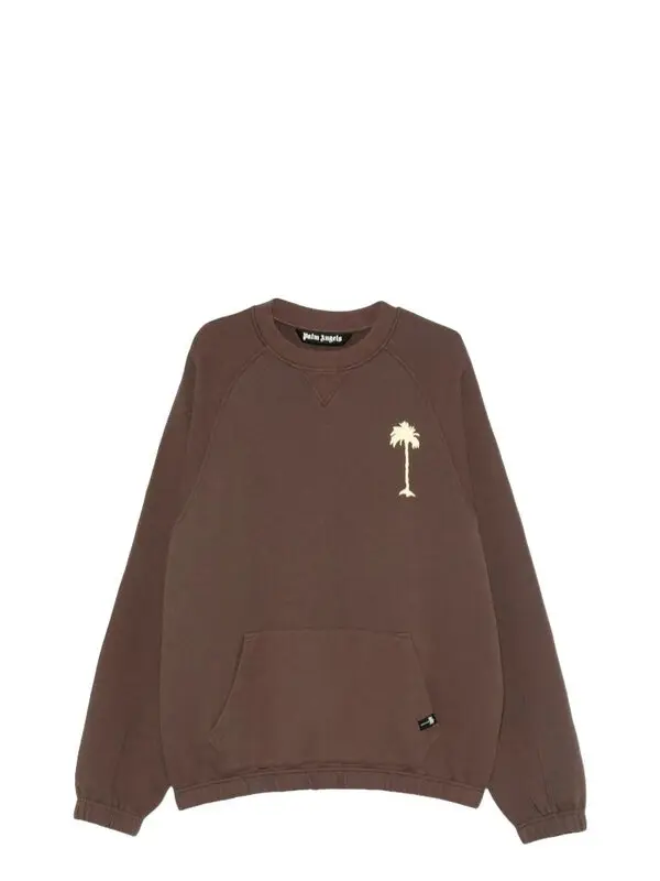 Palm Angels Graphic Print Pouch Pocket Sweater - Brown
