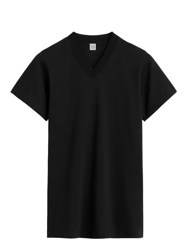 TOTEME Short-sleeved V-neck T-shirt - Black