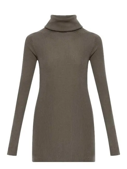 Rick Owens Ribbed Turtleneck Knitted Top - Dust