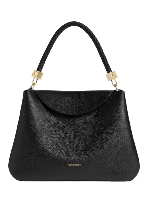 COCCINELLE Tiggy Medium Leather Handheld Or Cross Body Bag With Braided Handle - Black