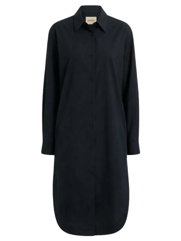 Khaite Long Sleeve Collared Shirt Dress - Black
