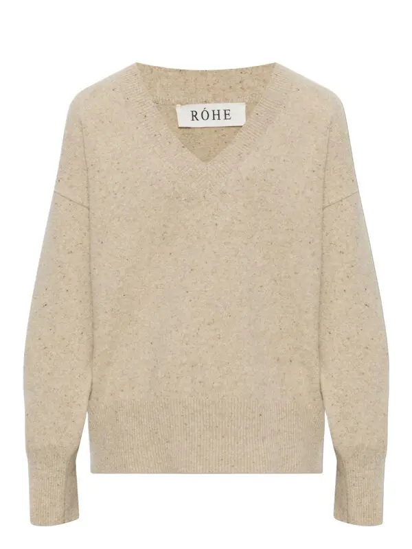 RÓHE Long-sleeved V-neck Sweater - Beige