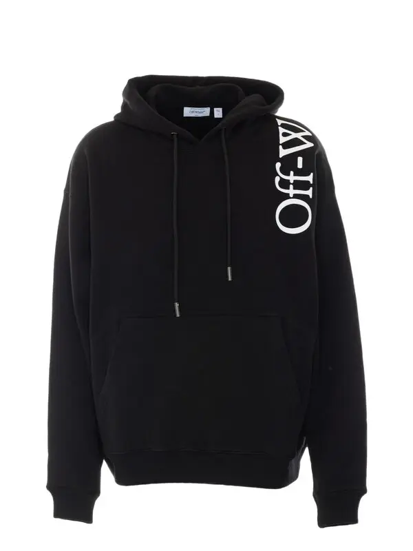 Off-White Drawstring Hooded Sweatshirt - Black